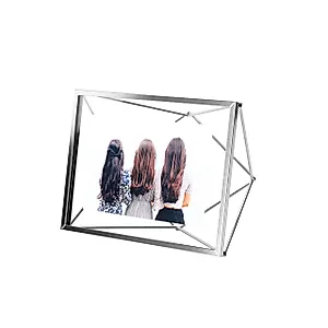 Umbra Prisma Picture Frame, 4x6 Metal Photo Display for Desk or Wall, 4" x 6", Chrome