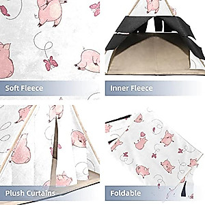 Y-DSIWX Guinea Pig Hideout House Bed, Cute Pink Pig Playing Butterflies Rabbit Cave, Squirrel Chinchilla Hamster Hedgehog Nest Cage
