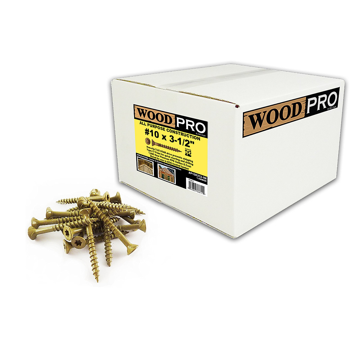 WoodPro Fasteners AP10X312-1M #10 x 3-1/2" All Purpose Wood Construction Screws