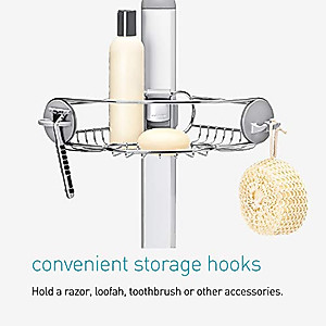 simplehuman 8' Tension Pole Shower Caddy, Stainless Steel and Anodized Aluminum