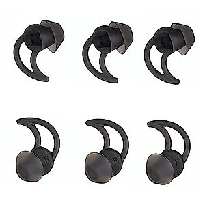 CYADCI Large Earbud Tips 3 Pairs Soft and Comfortable Silicone Earbud Tips Noise Isolation Tips Black Earbud Replacement Tips Compatible with Bose Qc20 Qc30 IE2 SoundSport IE3 SIE2i Earphones