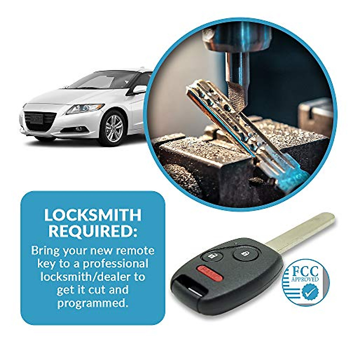 Keyless2Go Replacement for Keyless Entry Remote Key for 3 Button MLBHLIK-1T and 35111-SWA-306 (1 Pack)