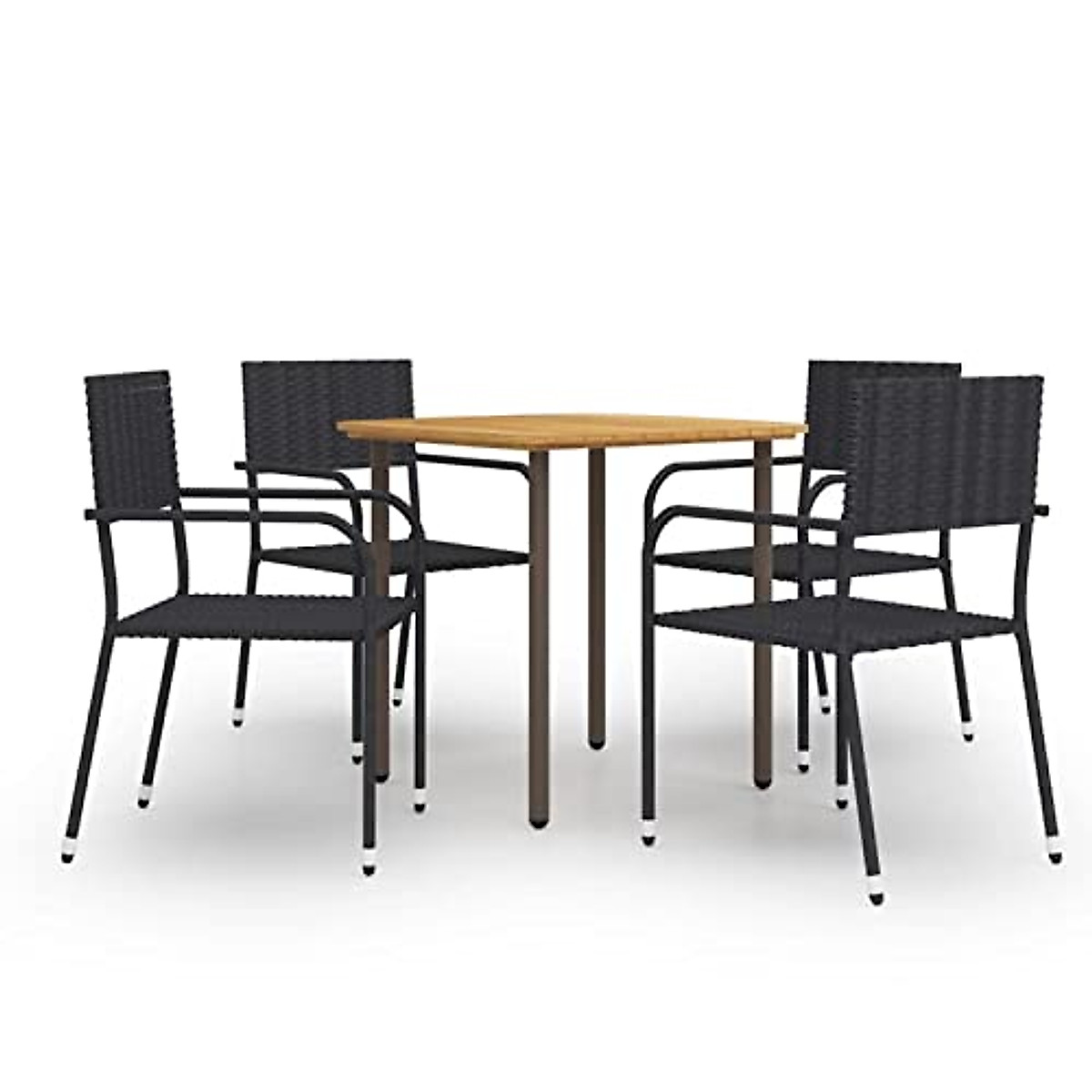 Camerina 5 Piece Patio Dining Set Patio Table and Chairs Set Outdoor Patio Dining Set Outdoor Dining Table Set Poly Rattan Black 3072489
