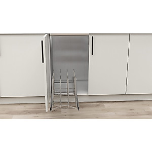 Slide Out Organizer for Cutting Board, Pan, Bakeware, and Tray - Pull Out Kitchen Cabinet Rack - (11W x 22D x 11.8H inch, Chrome)