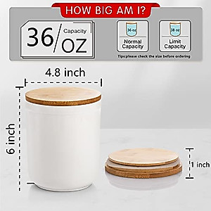 AVLA 3 Pack Ceramic Food Storage Jars with Bamboo Lids, 36 FL OZ White Kitchen Canisters Airtight Container for Serving Ground Coffee, Cookie, Tea, Sugar, Salt, Spices, Flour