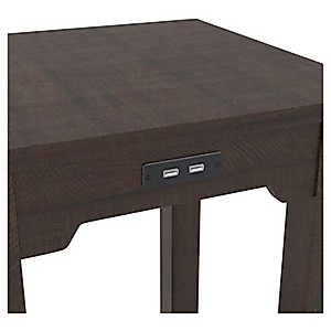 Signature Design by Ashley Camiburg Modern Chair Side End Table with USB Charging Port, Brown