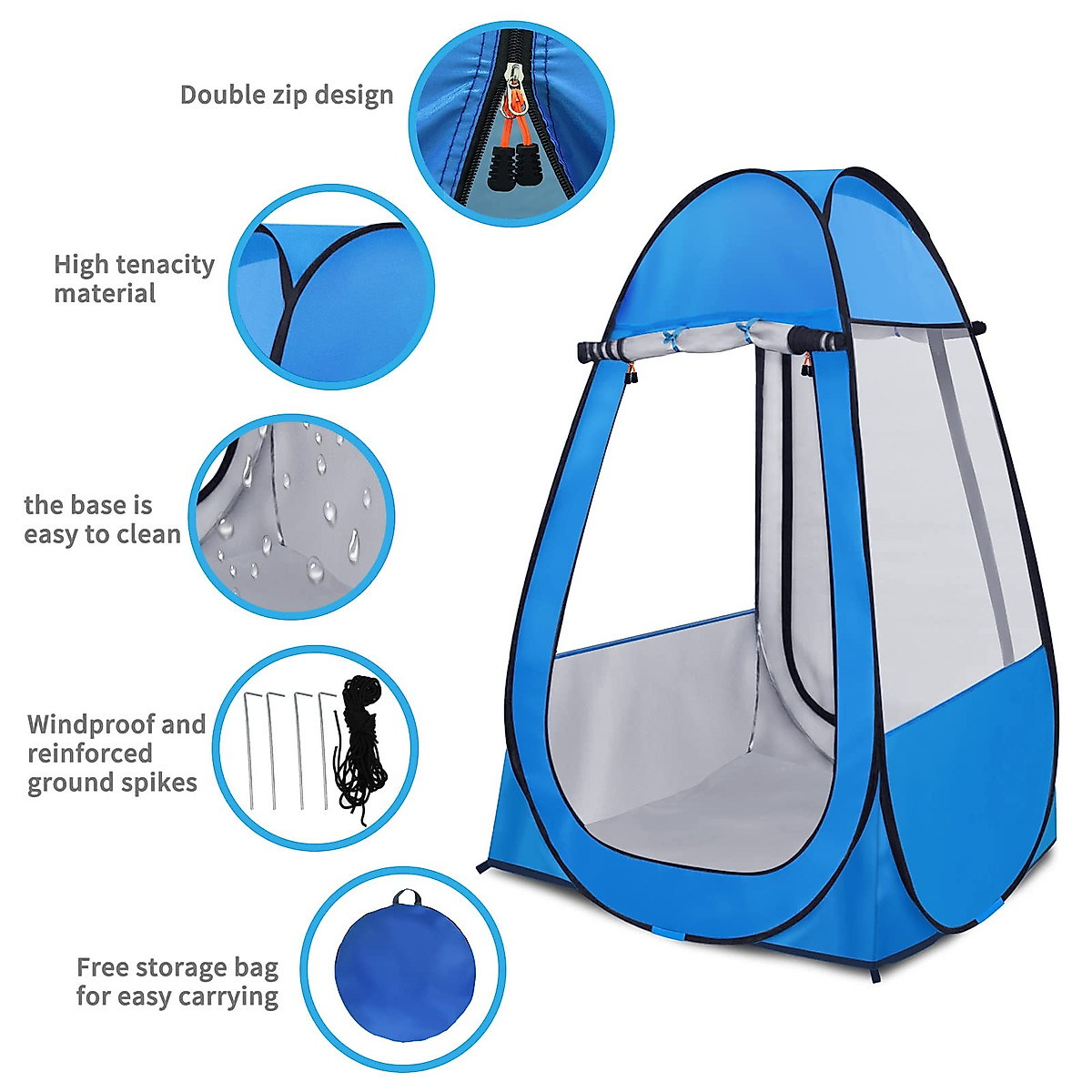 Single Pop Up Tent Pods Sports Fishing, Clear Rainproof Windproof Beach Tent for Wind and Rain in Chilly Weather，Lightweight and Sturdy, Easy Set Up, Outdoor Foldable (Pale Blue)