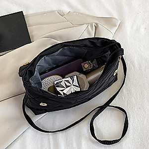 Juoxeepy Quilted Crossbody Bag for Women Nylon Puffer Shoulder Bag Lightweight Quilted Padding Shoulder Bag Flap Crossbody Purse