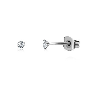 TGNEL 2mm Titanium Earrings Cubic Zirconia Earrings for Women, Tiny Titanium Stud Earring Hypoallergenic for Women Men Sensitive Ear