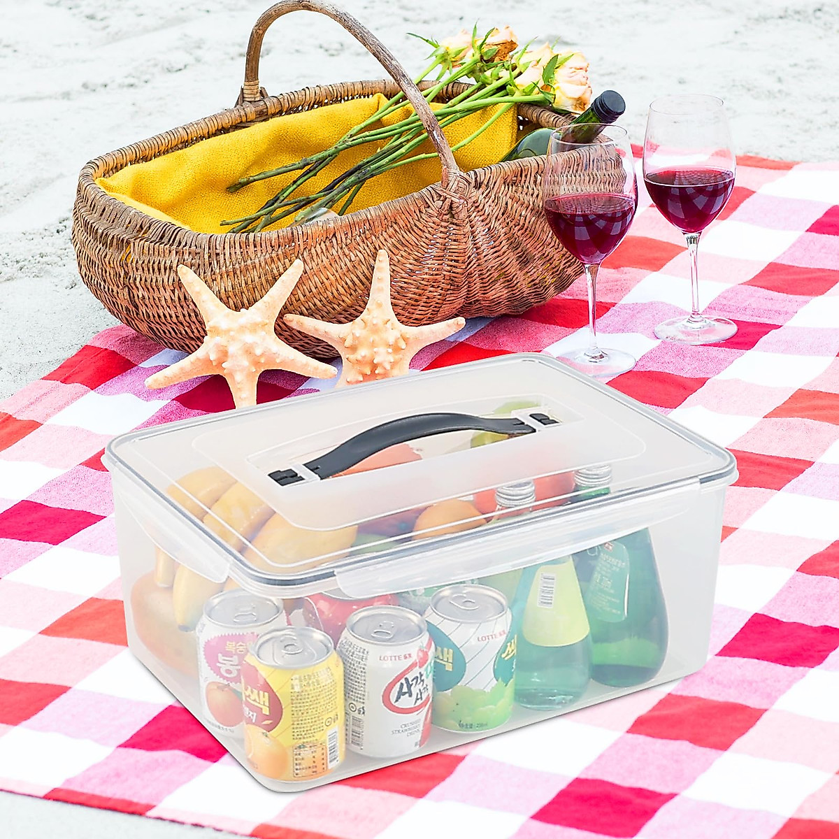 Leendines 4-Pack 15 Liter Clear Airtight Food Containers, Plastic Storage Box with Lid