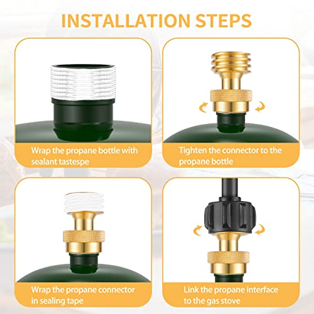 NiuBuNiu 1lb to 20lb Propane Tank Adapter, Acme Male & POL Female Thread- Fit for QCC1/POL Hose and Fegulator.(Contains Sealing Tape) (QCC/Type1)