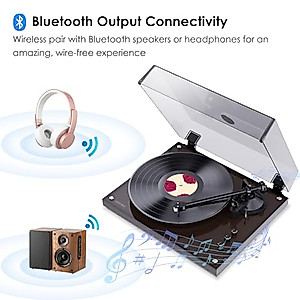 1 BY ONE Luscinia Acrylic Sheet Turntable, Belt-Drive Vinyl Record Player with Bluetooth Connectivity, Built-in Phono Preamp, USB Recording RCA Output, Adjustable Counterweight and Magnetic Cartridge