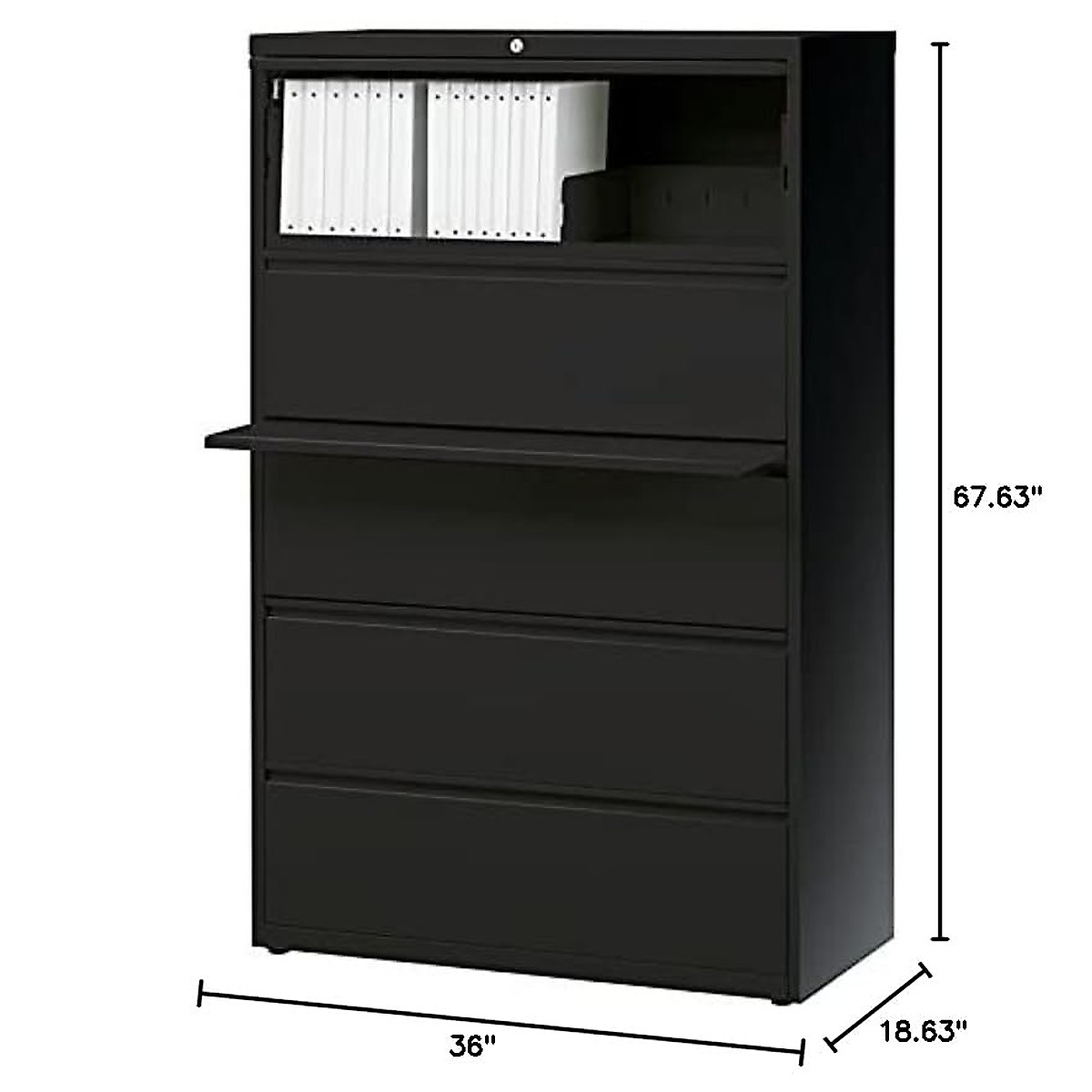 Hirsh 36-in Wide HL8000 Series Metal 5 Drawer Lateral File Cabinet Black