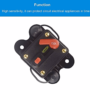 WOHHOM 150Amp Circuit Breaker Manual Reset Fuse holder, 30A-300A 12V-24V DC Protection Reset Fuse for Trolling Motor Auto Car Marine Boat Stereo Audio Inline Fuse Inverter (150A)