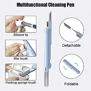 7 in 1 Electronic Cleaner Kit, Keyboard Cleaner Kit with Brush, 3 in 1 Cleaning Pen for Airpods Pro, Multifunctional Cleaning Kit for Earphone, Keyboard, Laptop, Phone, PC Monitor(Blue)