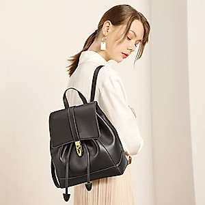 Kattee Genuine Leather Backpack Purse for Women Fashion Rucksack Ladies School Shoulder Bag Medium Size Adjustable Straps