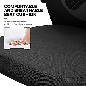 MoNiBloom Office Guest Chair Without Wheels, Executive Reception Chair with Lumbar Support and Sled Base, Mid-Back Mesh Task Chair with Flip-Up Arms for Reception Conference Wait Room, 250 LBS, Black