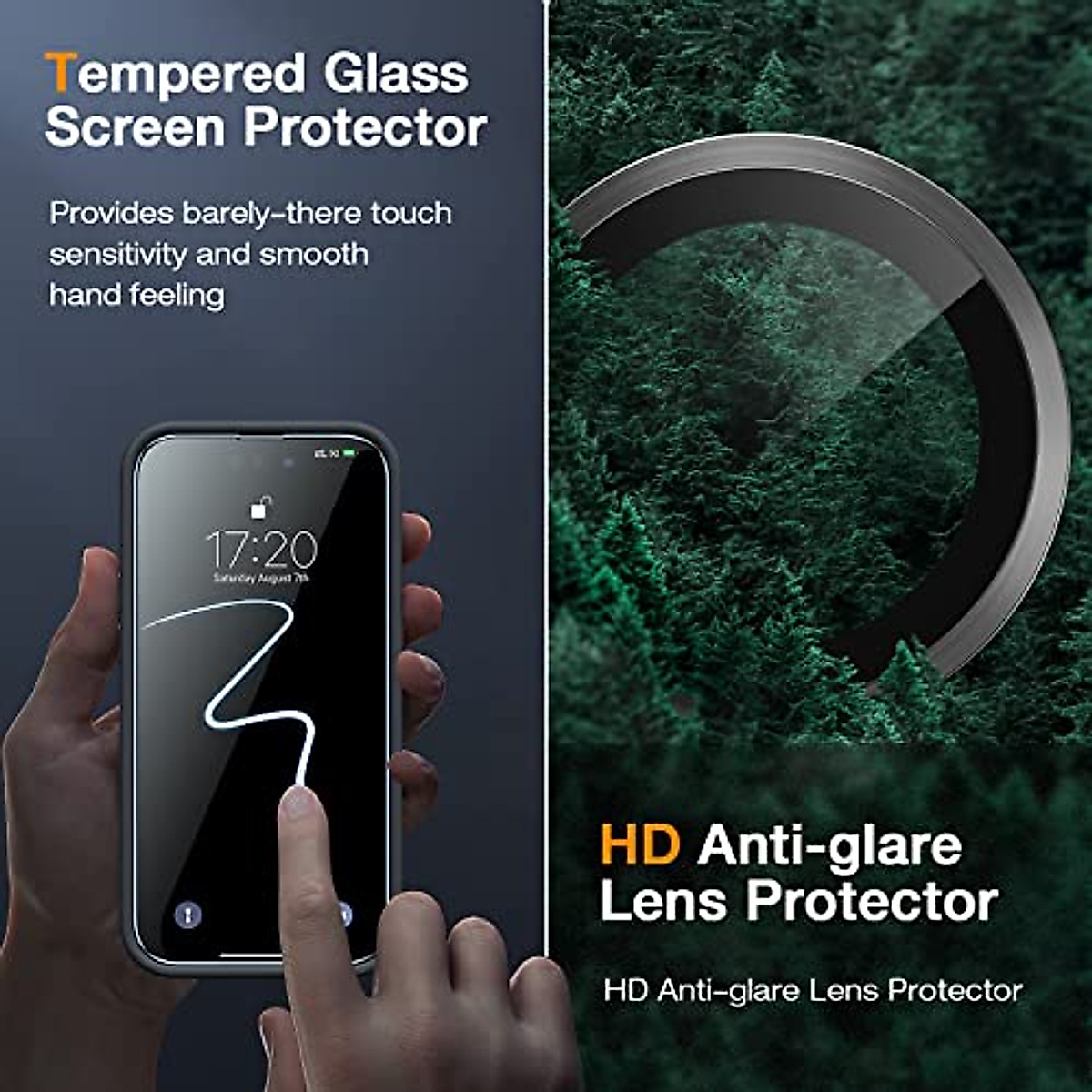 LK for iPhone 14 Pro Case + 2 Pack Screen Protector + Round Lens Protector [Compatible for MagSafe] [Soft Microfiber Lining] Silicone Slim Shockproof Phone Case iPhone 14 Pro, Mystic Black