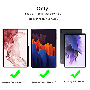 HEAPAO Galaxy Tab S7 FE/S7 Plus/S8 Plus Case with Detachable Keyboard - 7 Color Backlit, Smart Touchpad, Multi-Angle Stands - Keyboard Cases for 12.4" Samsung Galaxy Tab S8+ 2022/S7 FE 2021/S7+ 2020