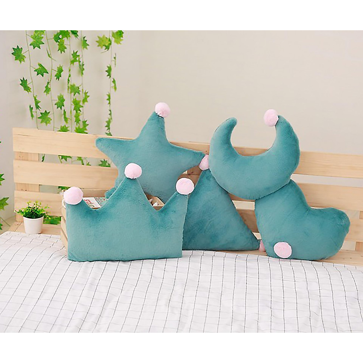 Golden ear of Wheat Cozy Plush Pillow - Star, Moon, Crown, Heart and Triangle Shapes Available in Multiple Shapes. (Crown, Pink)