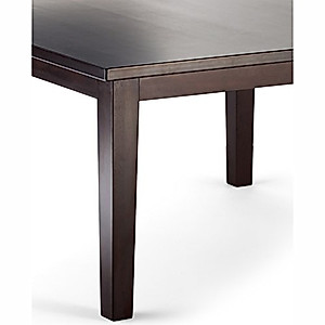 SIMPLIHOME Eastwood SOLID HARDWOOD 54 Inch Square Contemporary Dining Table in Java Brown, For the Dining Room