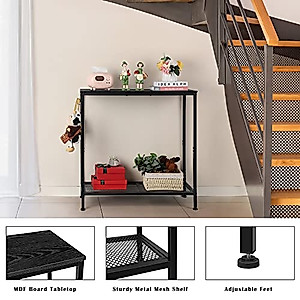 ETELI Black Console Table Small Entryway Table with Storage Shelf Narrow Sofa Side Table Industrial Hallway Table for Living Room Bedroom Foyer Entrance