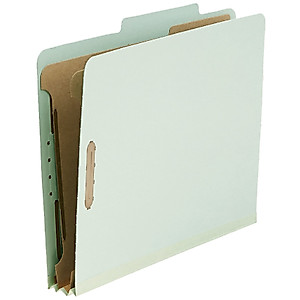 Amazon Basics 10-Pack Letter Size Pressboard Classification File Folders with Fasteners, Dividers, 2” Expansion - Green