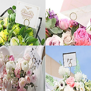 40Pcs Metal Wire Floral Place Card Holder,Picture Holders, Photo Clip Holder,Flower Card Holder Stick for Wedding Party Birthday Cake Topper Shower Party Flower