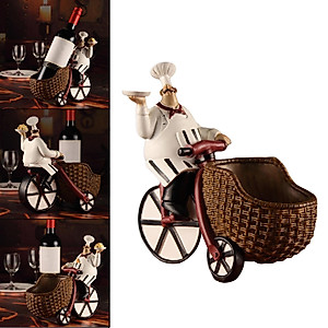 rockible Resin Crafts Wine Rack Chef Figurines Stylish Wine Bottle Holder Wine Storage Rack Liquor Holder for Kitchen Tabletop Home Dining Room Decor