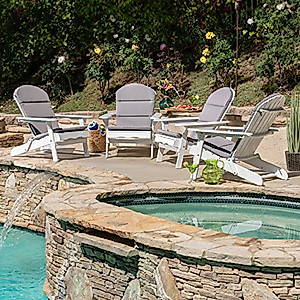 Christopher Knight Home Amenda Outdoor Acacia Wood Folding Adirondack Chairs with Cushions (Set of 4), Gray, White + Grey