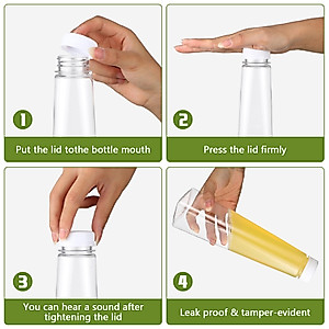 Tanlade 200 Pcs 16 oz Plastic Juice Bottles Bulk with Tamper Evident Lids Empty PET Reusable Beverage Container Clear Disposable Back to School Drink Water Bottles for Smoothie Tea Milk (White Lid)