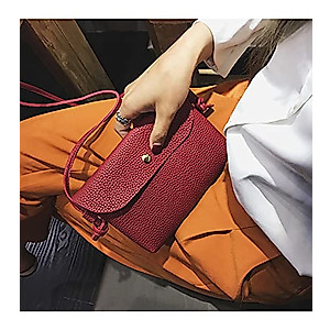 PKSANIT Women's Cross Body Bag, PU Leather Small Square Bag for Women, Shoulder Bag Diagonal Messenger Handbag (Red)