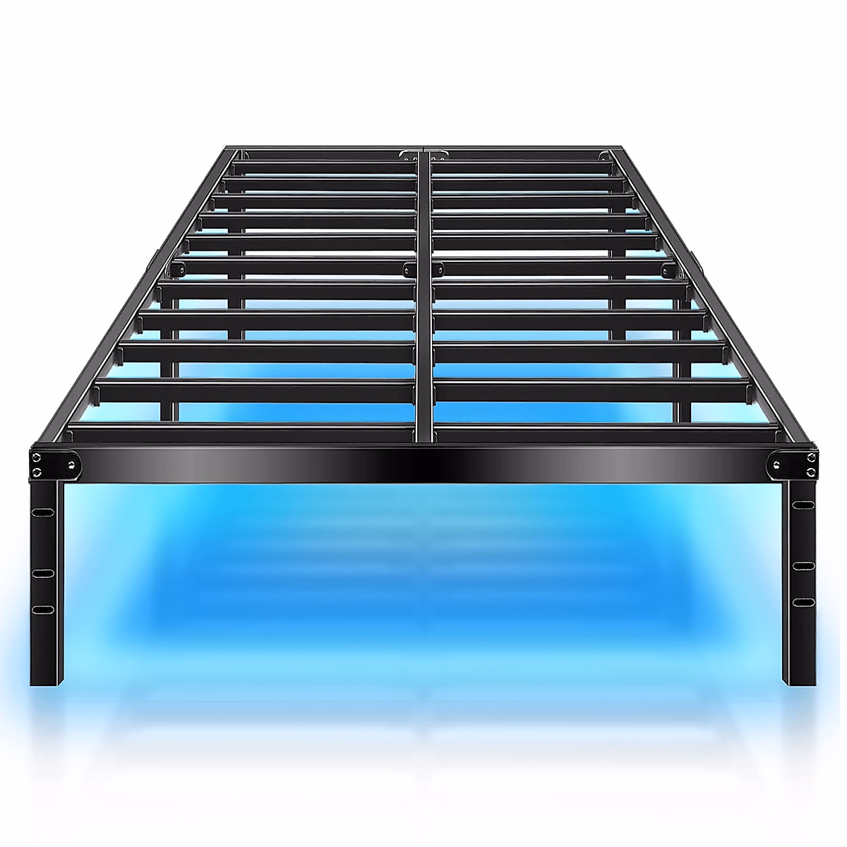 HAAGEEP Metal Queen Bed Frame with Led Lights Queen-Size Platform Bedframe No Box Spring Needed Mattress Frames 14 Inch High