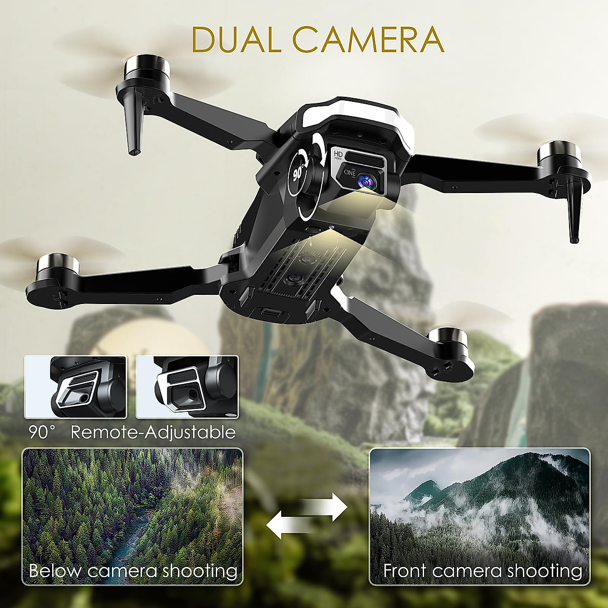 Super Enduring Brushless Motor Drone with Camera for Beginners, CHUBORY A68 WiFi FPV Quadcopter with 1080P HD Camera, Auto Hover, 3D Flips, Headless Mode, Trajectory Flight, 2 Batteries, Carrying Case