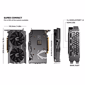 ZOTAC Gaming GeForce RTX 2060 6GB GDDR6 192-bit Graphics Card, Super Compact, ZT-T20600H-10M