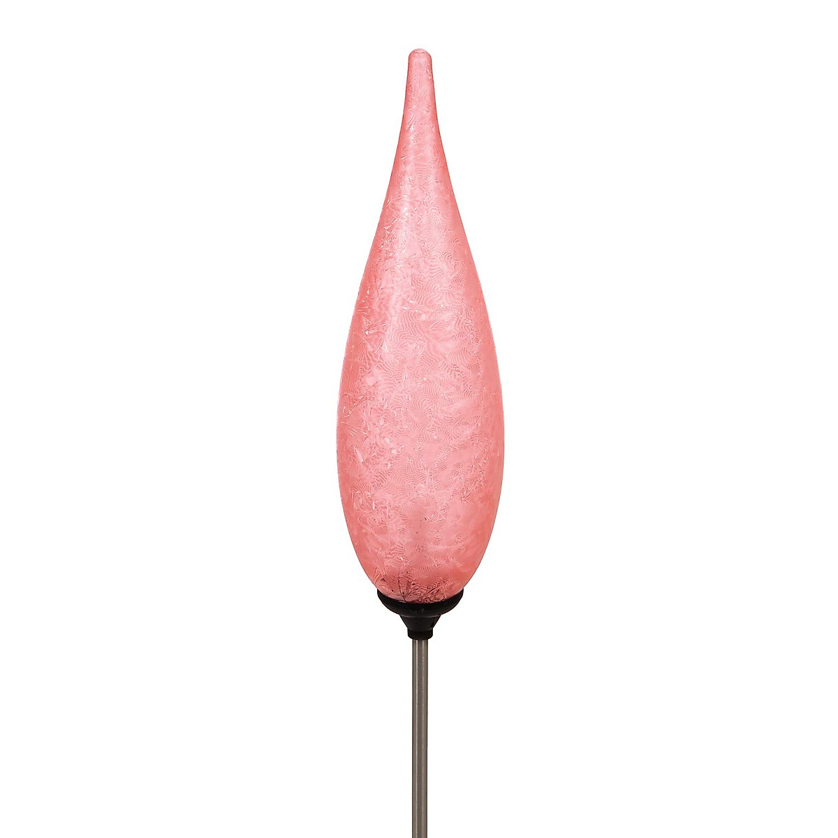 Evergreen Garden Outdoor Décor Fire Flame Solar Glass Torch, Pink Feather Finish for Homes Gardens Yards Lawn and Patio