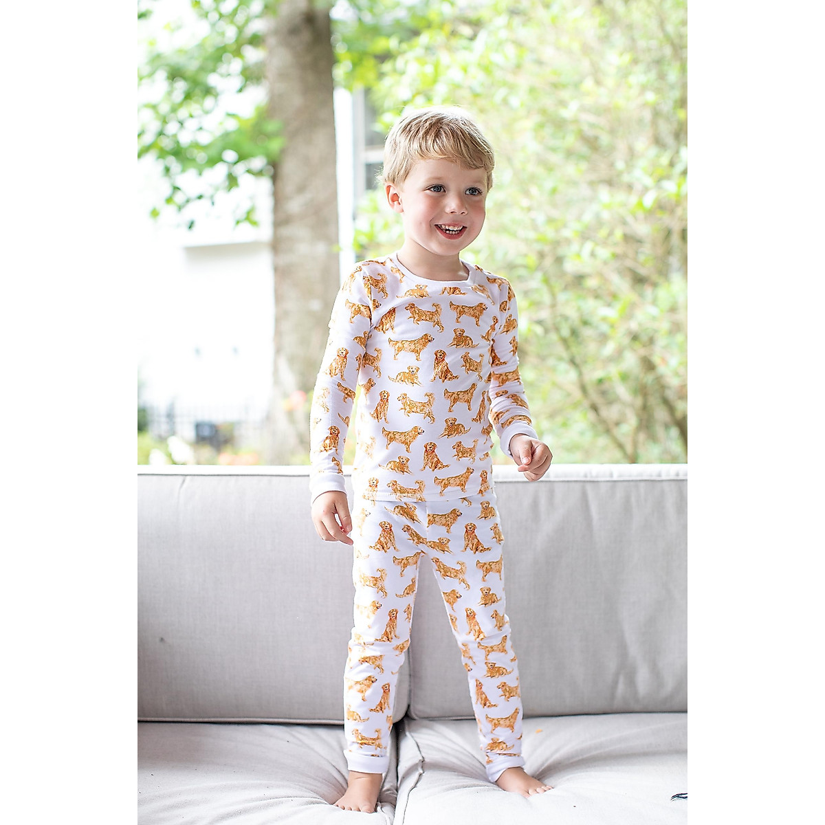 Mud Pie Unisex Kid's Children's Dog Breed Toddler Pajamas, White-Golden Retriever, 5T