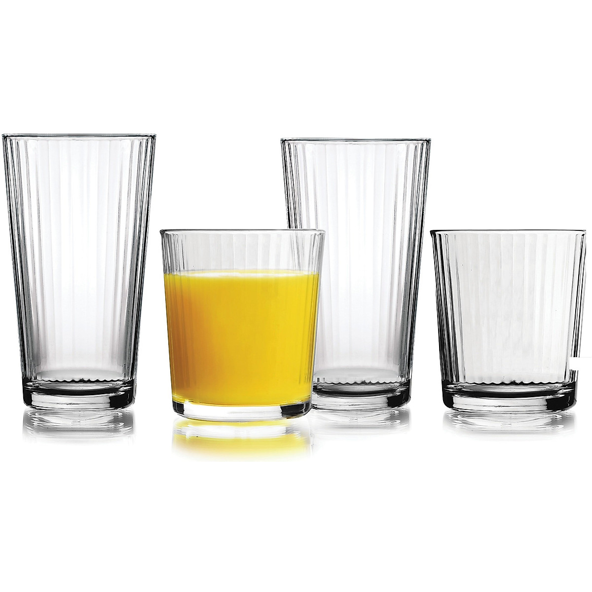 Circleware Hill Street Huge Set of 16 Drinking Glasses and Whiskey Cups, 8-15.7 oz & 8-12.5 oz, Glassware for Water, Beer, Juice, Ice Tea, Bar Beverage, 16pc, Spectrum