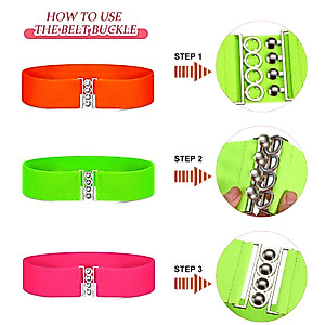 Syhood Halloween Neon Belts for Women 80s Neon Belt 80s Waist Belt Stretch Wide Waistband Elastic Belt Vertical Clasp Buckle Belts for Women Girls