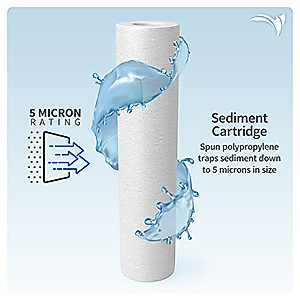 AQUATICLIFE 10-Inch Sediment Pre-Filter, Aquarium RODI Reverse Osmosis Deionization Water Filter Replacement Cartridge, 5-Micron.