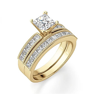 Princess Cut Moissanite engagement rings for women 10K 14k 18K gold ring 8 Style Platinum Plated Silver Princess moissanite rings - 3914