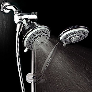 HotelSpa Instant-Mount Drill-Free Height/Angle Adjustable 30-Setting SpiralFlo 3-Way Shower Head/Handheld Showerhead Slide Bar Combo