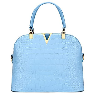 SHUIANGRAN Light Blue Satchels for Women Womens Purses and Handbags Ladies PU Leather Top Handle Shoulder Tote Bags