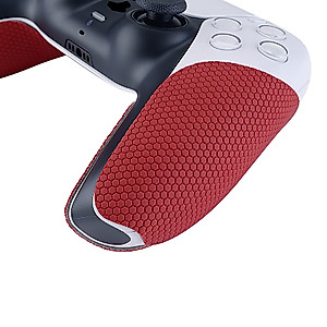 eXtremeRate PlayVital Red Anti-Skid Sweat-Absorbent Controller Grip for ps5 Controller, Professional Textured Soft Rubber Pads Handle Grips for ps5 Controller