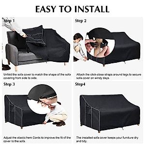 Outdoor Furniture Covers Waterproof, 2-Seater Patio Loveseat Sofa Covers Fits up to 76 x 40 x 31 inches, Black