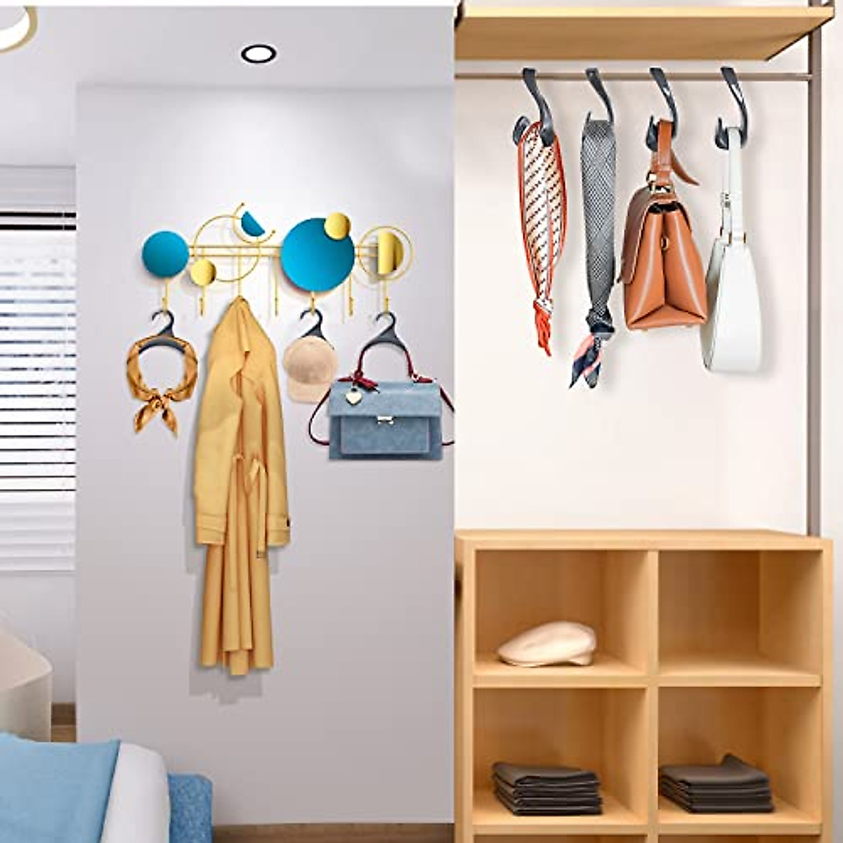 DricRoda Purse Handbag Hanger Hook, Purse Handbag Closet Organizer Storage Hook, Portable Plastic Closet Rod Hanger Rack Holder for Purses Bags Hats Ties Silk Scarves Belts, Space Saving, 6 Pack