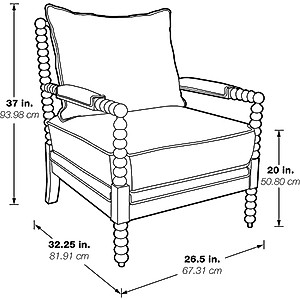 OSP Home Furnishings Kaylee Spindle Accent Chair, 26.5” W x 32.25” D x 37” H, Antique White Frame with White Linen Fabric