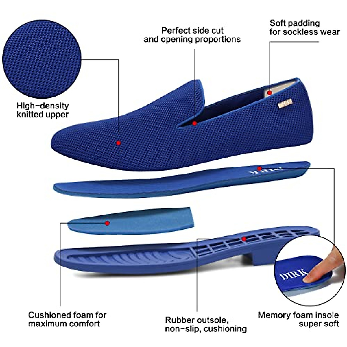 Dirk Dress Shoes for Men Tuxedo Shoes Slip-On Loafer Casual Oxford Shoes Fashion Lightweight Blue