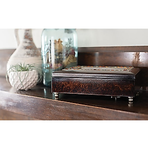 Cottage Garden No Better Friend Sister Jeweled Amber Earth Tone Petite Music Box Plays Amazing Grace