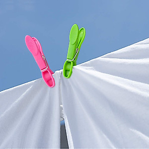 Colorful Plastic Clothespins, Heavy Duty Laundry Clothes Pins Clips with Springs, 4 Colors Clothes Drying Line Pegs for Kitchen Outdoor Trip, Air-Drying Clothing Pin Set(36 Pack)